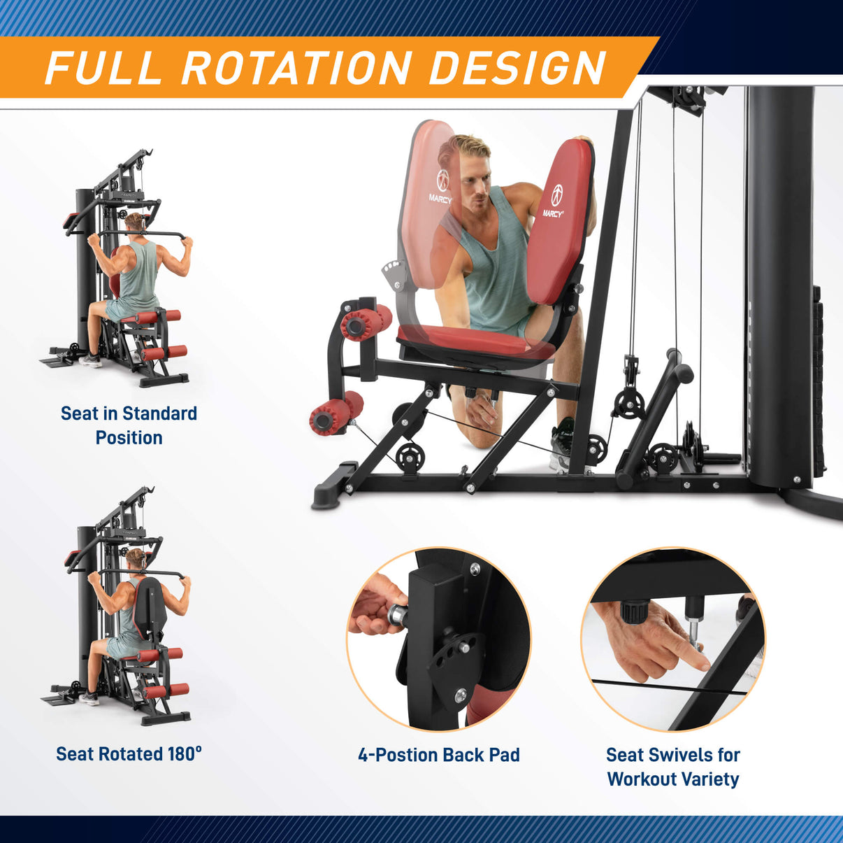 Marcy 120lb Home Gym with Reverse Row and Leg Press | MWM-0623