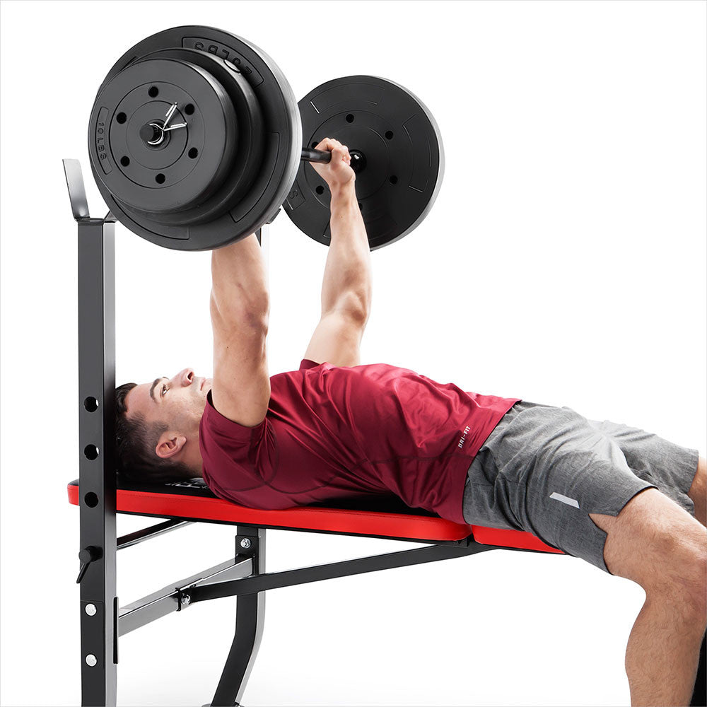 Marcy Pro Standard Weight Bench with 100 lbs. Weight Set | PM-2084
