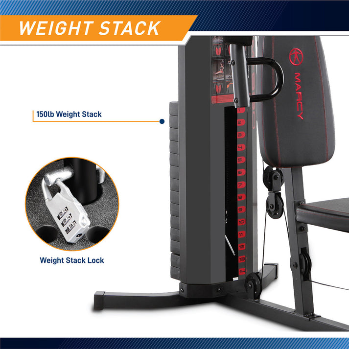 Marcy 150lb Stack Home Gym with Black Accents | MWM-990