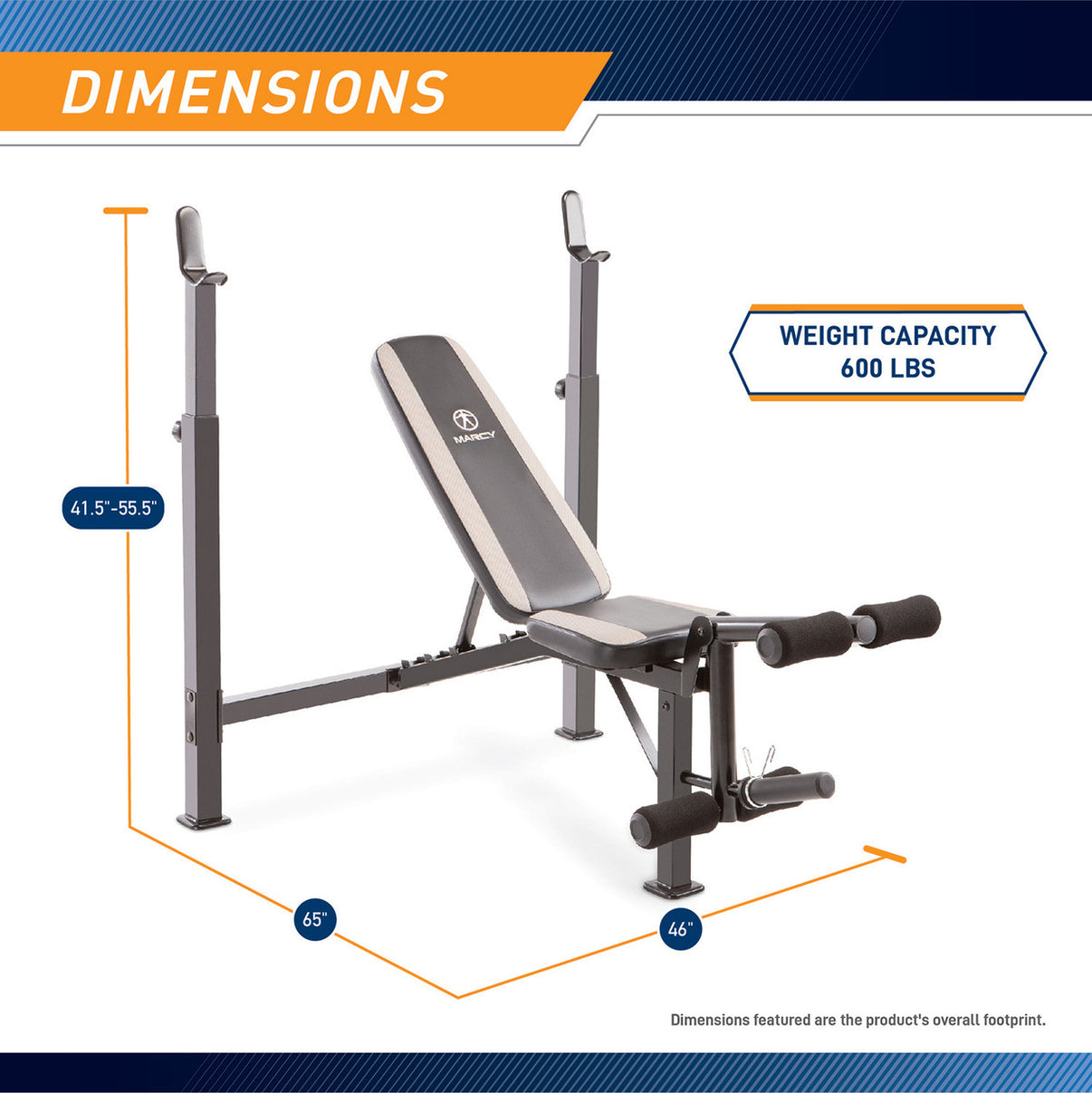 Marcy Olympic Multipurpose Weightlifting Workout Bench| MWB-4491 ...