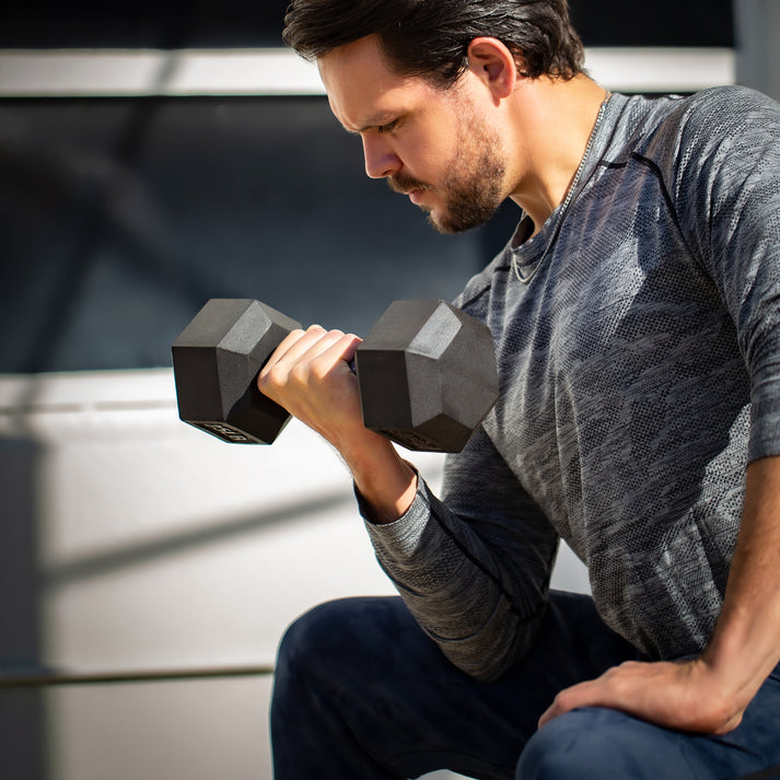 Marcy 25lb Rubber Hex Dumbbell | RHDB-025 Coated Dumbbells